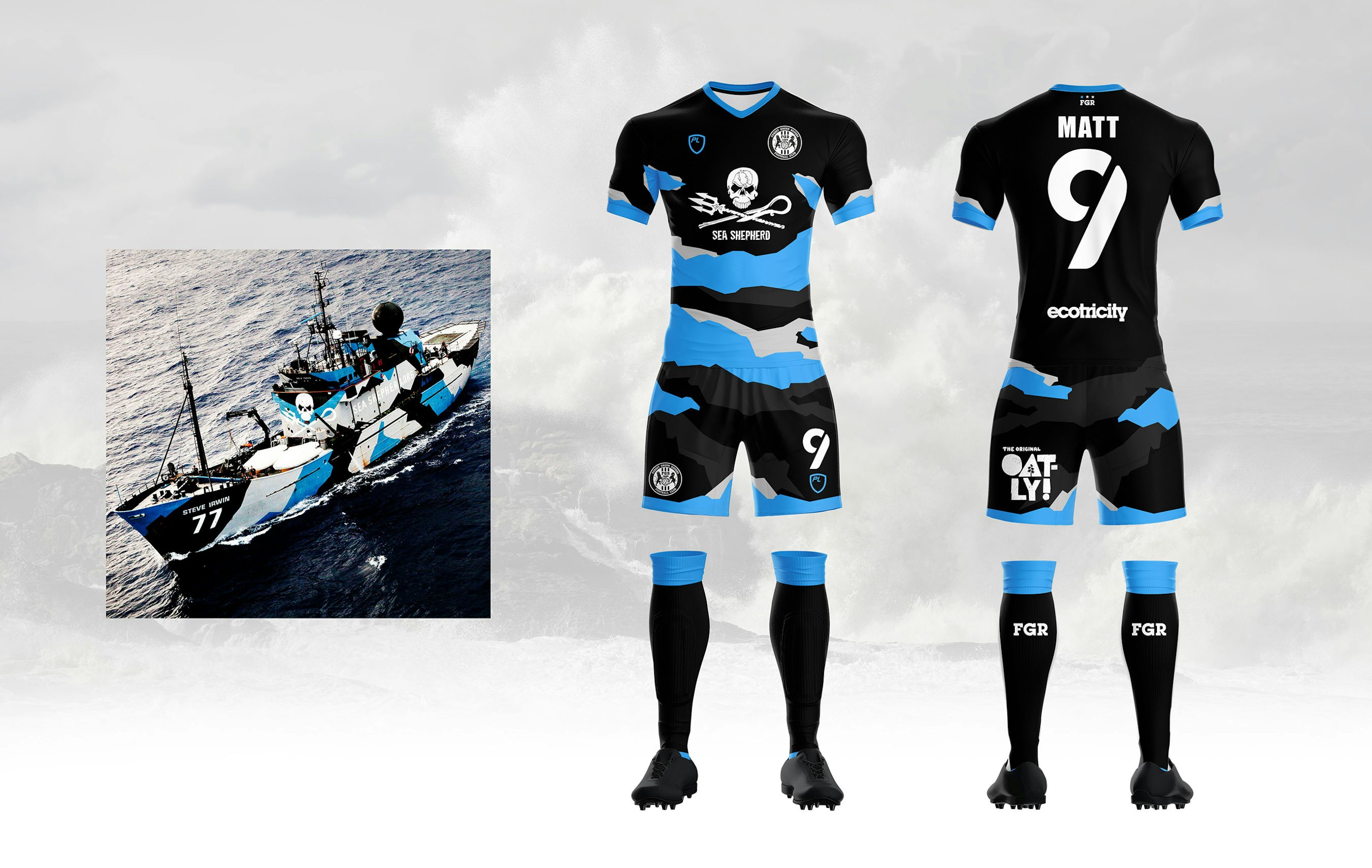FGR Third Kit — To support Sea Shepherd, we elevated the charity’s logo ...