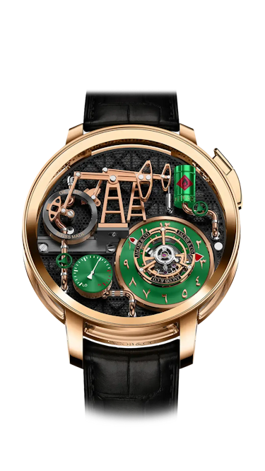the rose gold oil pump watch in green