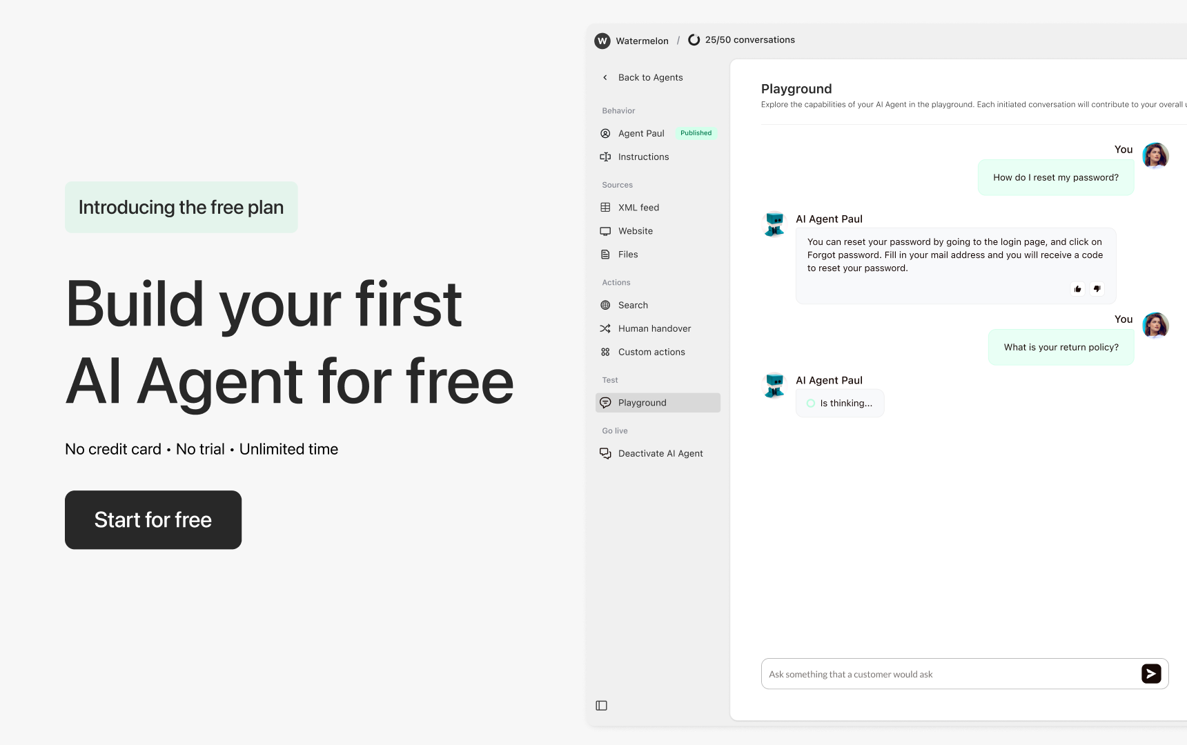 Free AI Agent | Build your first AI Agent for free
